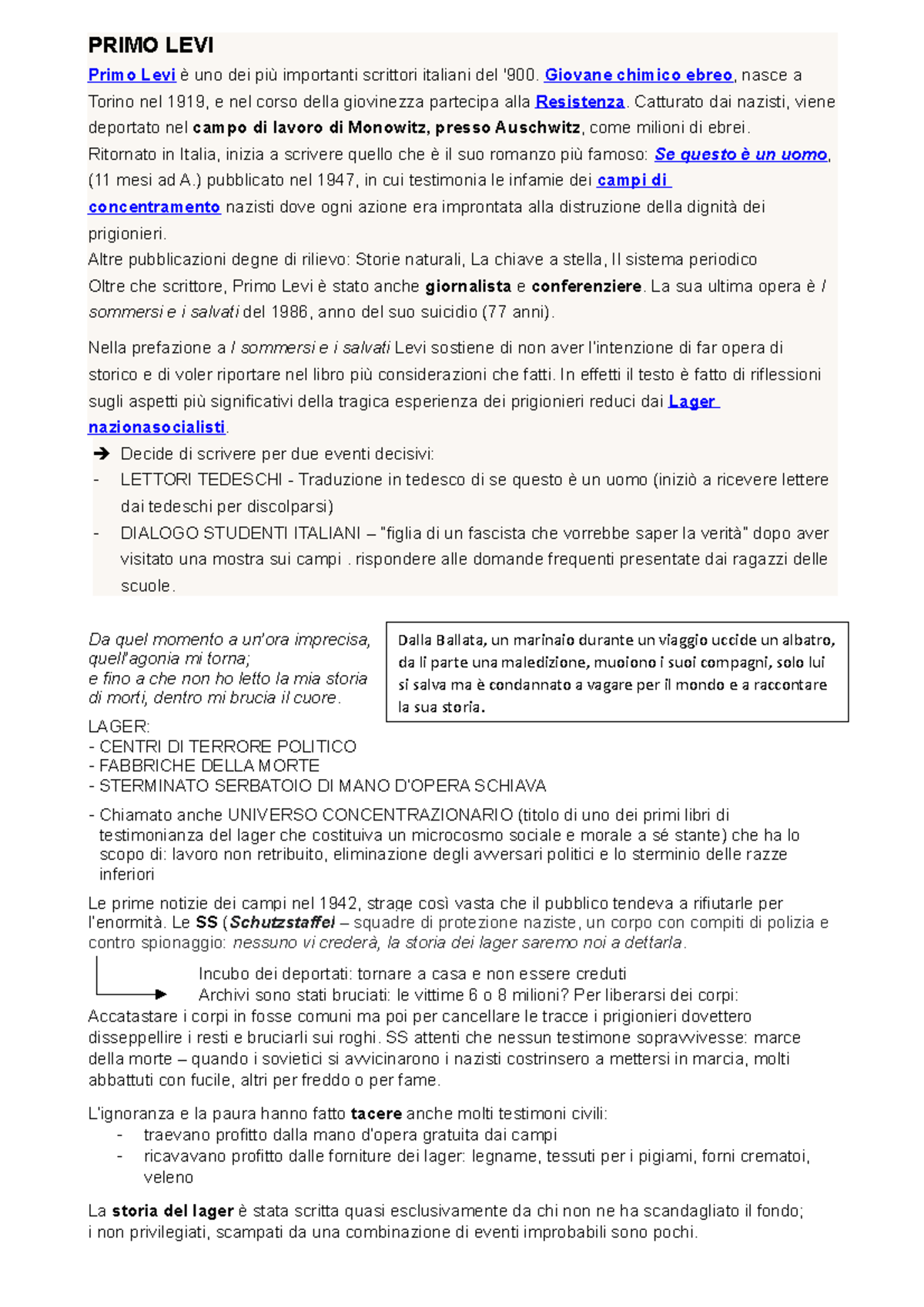 I Sommersi E I Salvati - Riassunto completo utile ai fini dell'esame ...