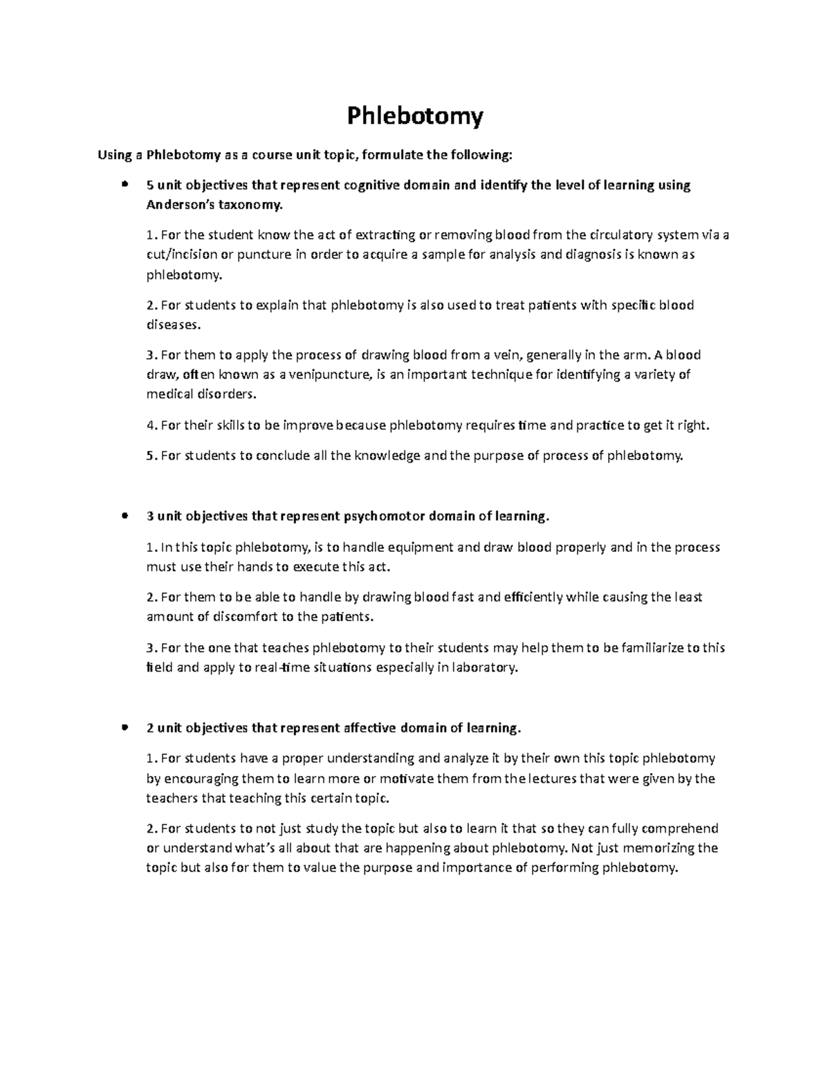 Activity 2 - Midterms - Phlebotomy Using a Phlebotomy as a course unit ...
