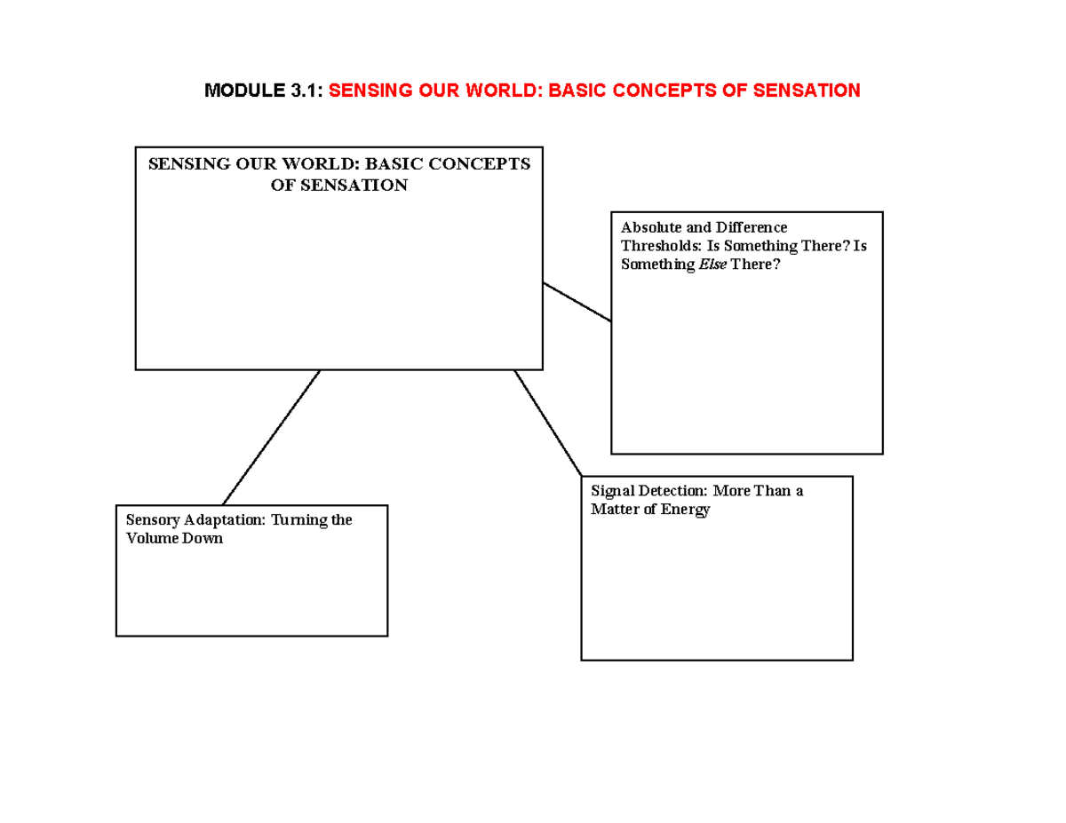 Ch03 Sensing our World Basics Concetps of Sensation Schemas - MODULE 3: SENSING OUR WORLD: BASIC ...