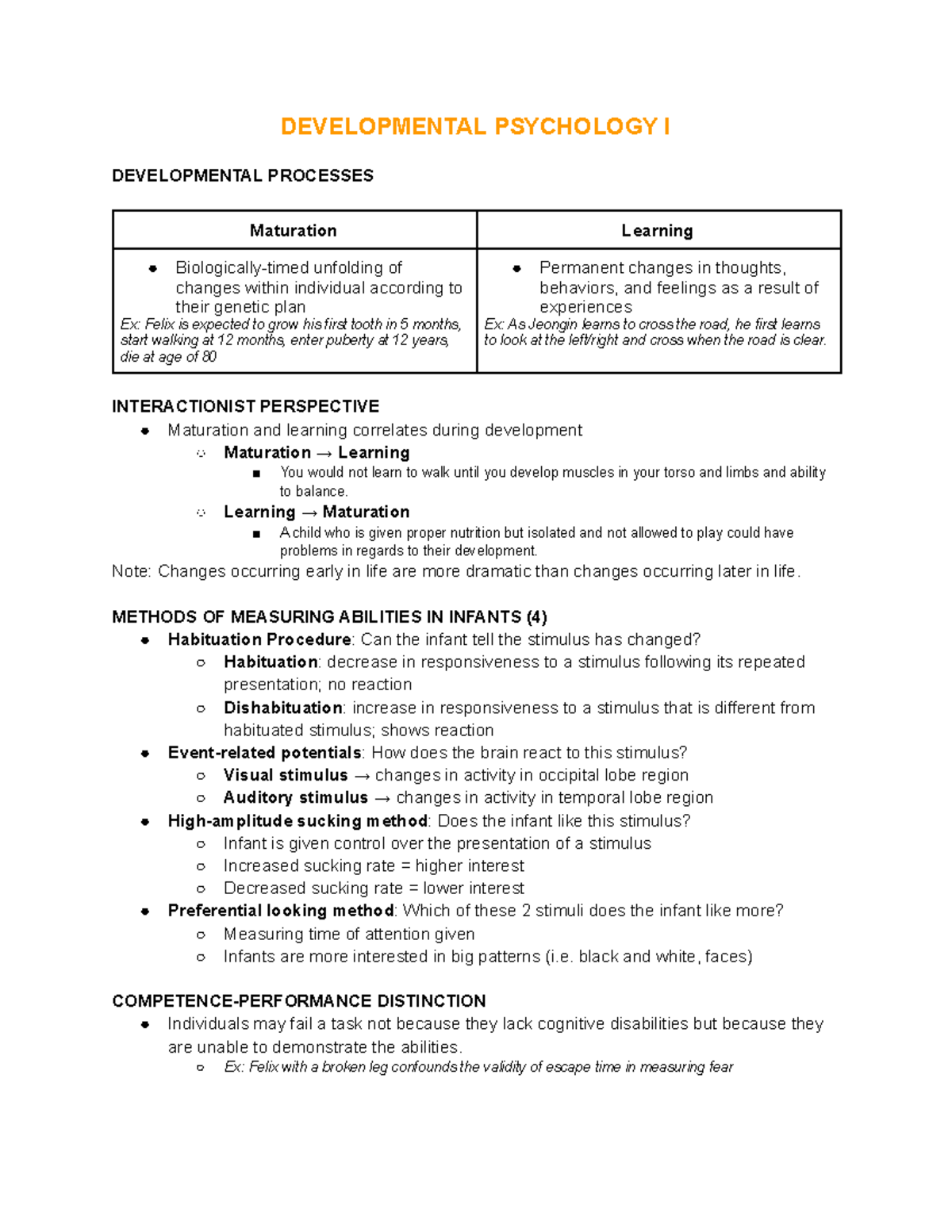 PSYCH 1XX3 - Final Exam notes - DEVELOPMENTAL PSYCHOLOGY I ...