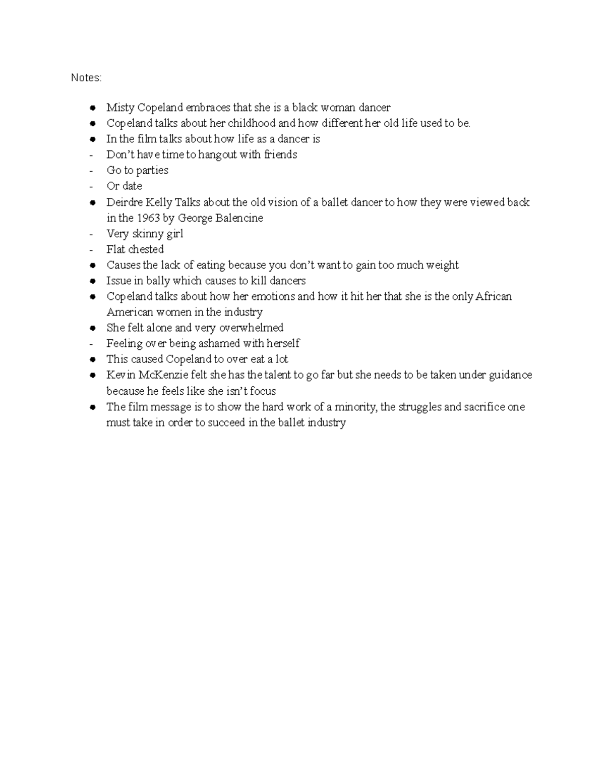 Copy of A Ballerina's Tale movie notes - Notes: Misty Copeland embraces ...