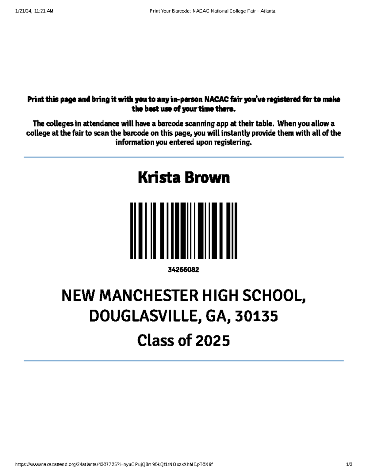 Print Your Barcode Nacac National College Fair – Atlanta - 1/21/24, 11 ...