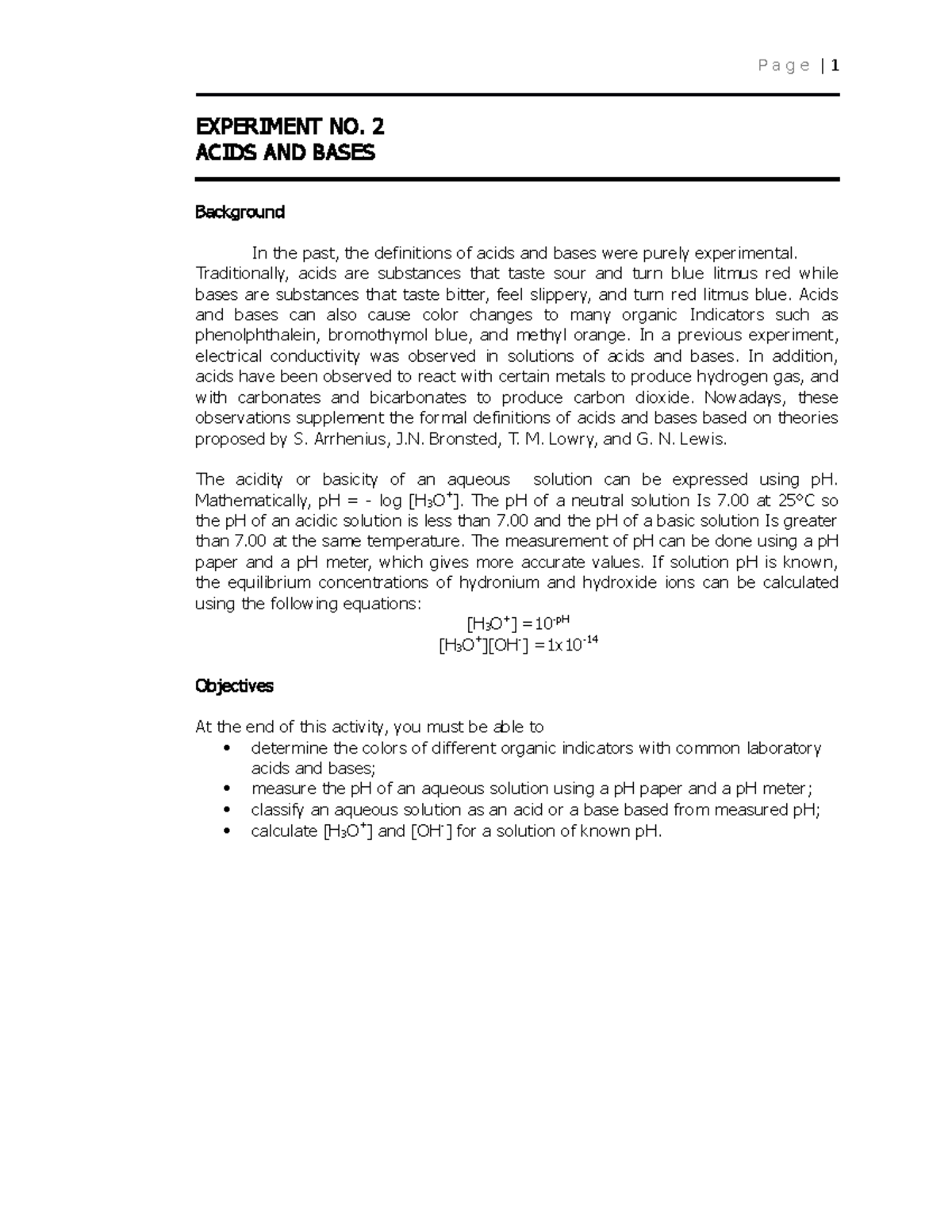 E02 Acids and Bases - Diko knows sagot - EXPERIMENT NO. 2 ACIDS AND ...