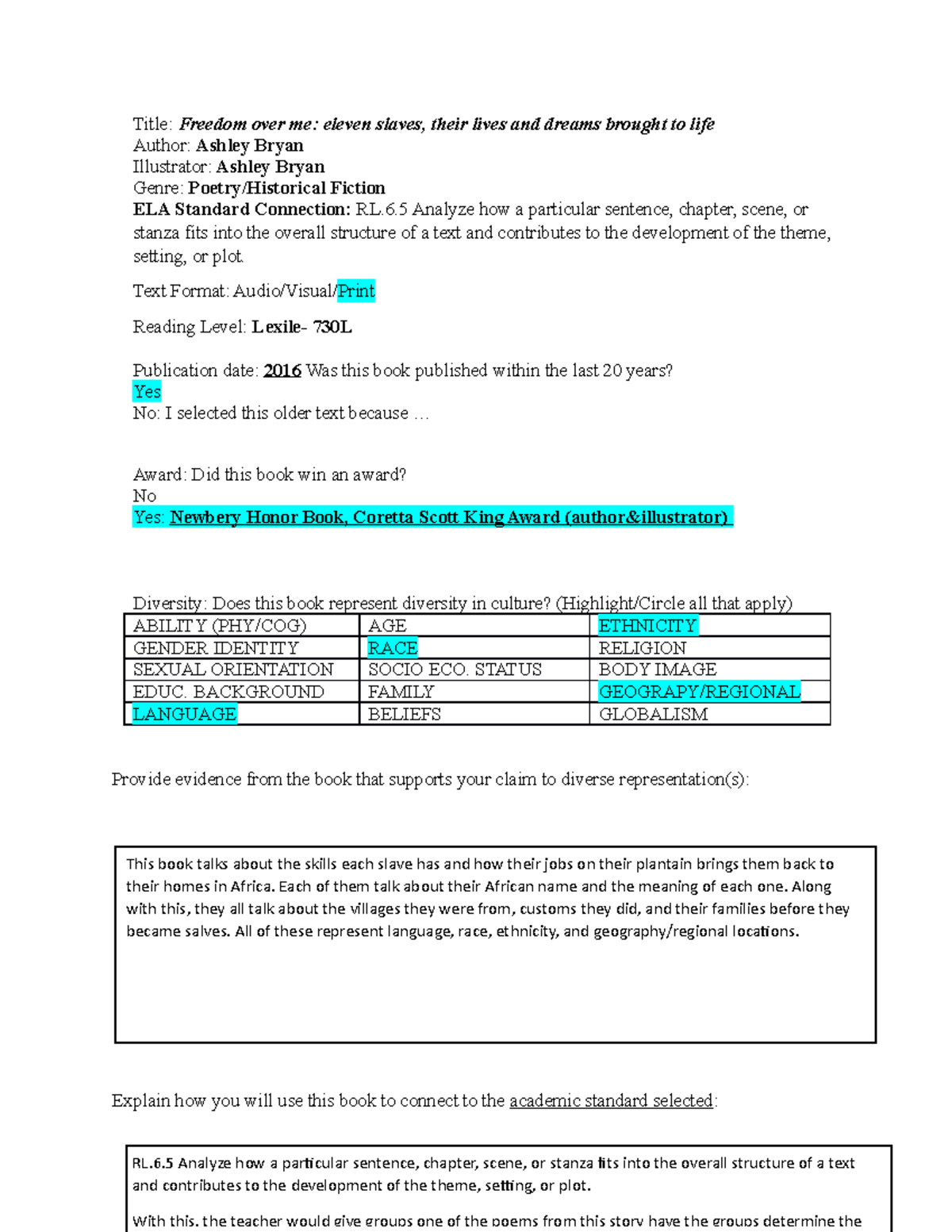 Portfolio 4 - Freedom over me - Title: Freedom over me: eleven slaves ...