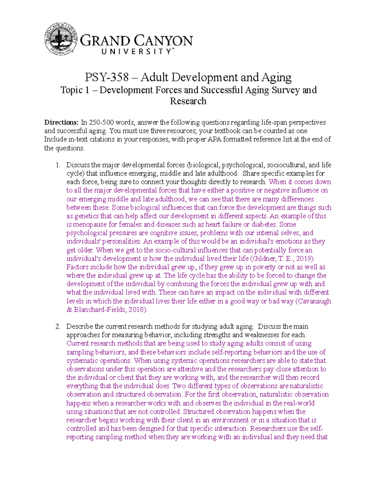 PSY358-RS-Development Forces Online - PSY-358 - GCU - Studocu