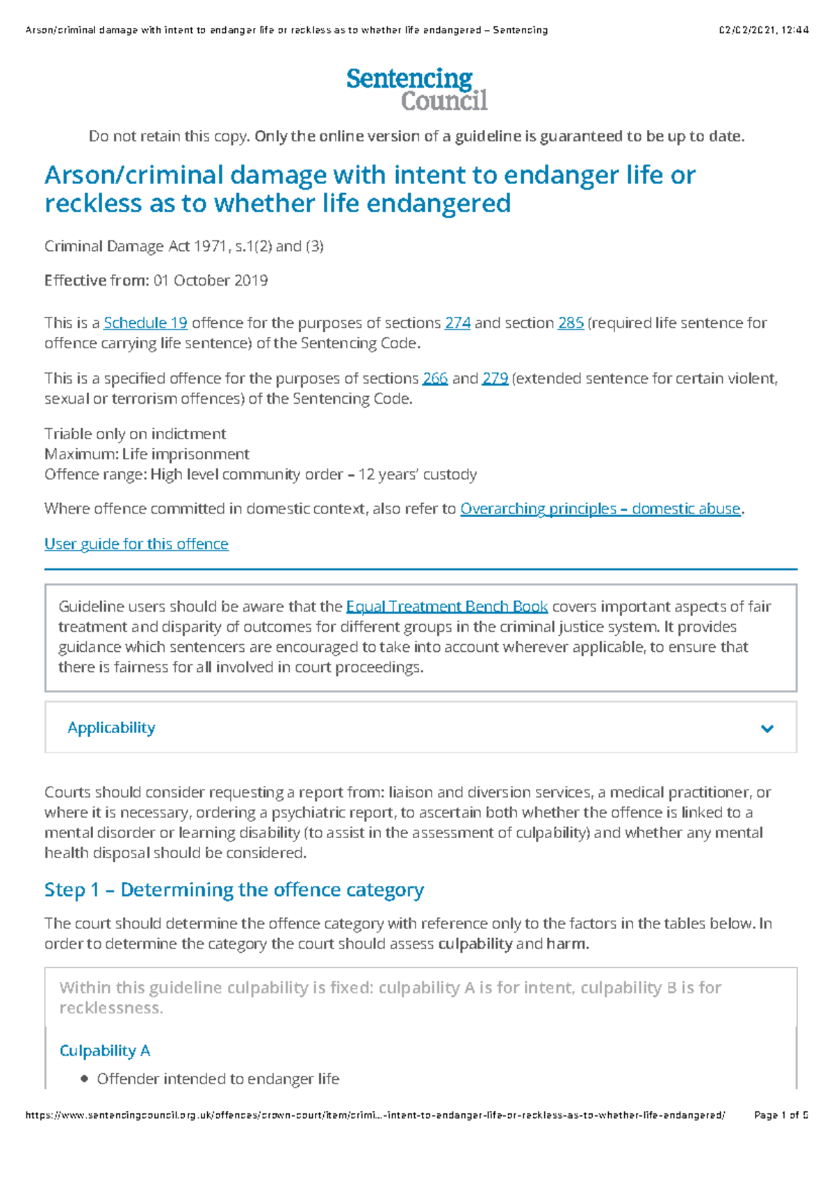 Arson criminal damage with intent to endanger life or reckless as to ...