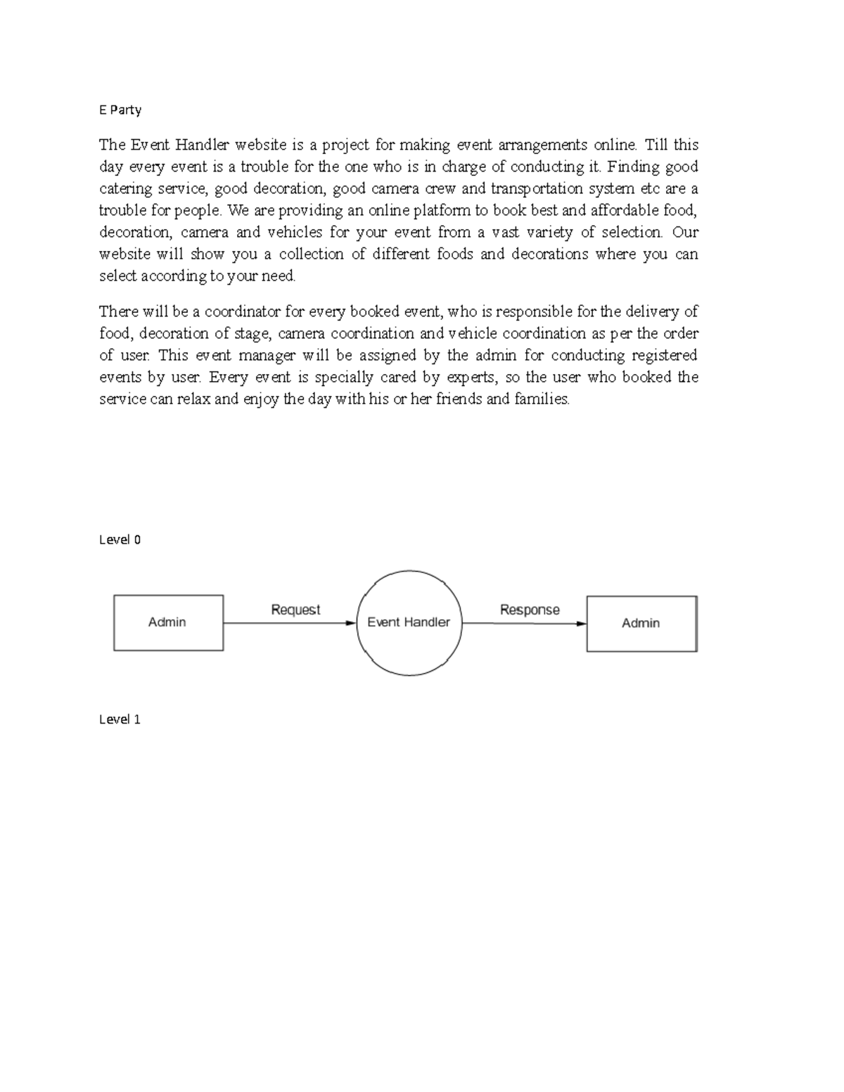 DFD and UML Diagrams of Event Management - E Party The Event Handler ...