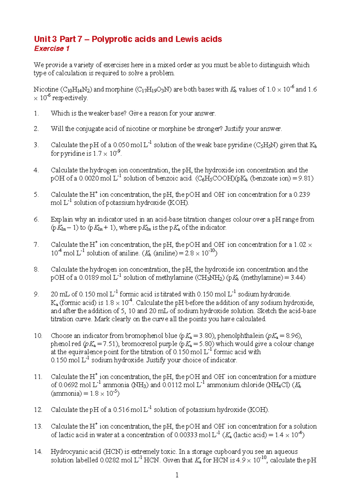 U3P7-Exercises - Exercises - 1 Unit 3 Part 7 – Polyprotic acids and ...