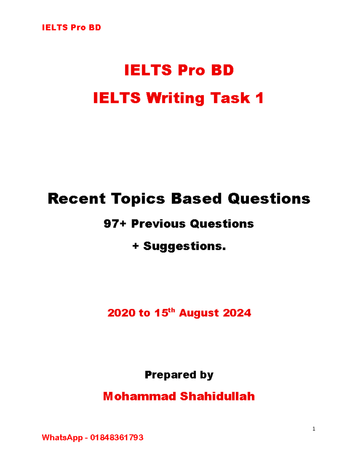 Ielts Writing Task 1 Recent Questions - 1 IELTS Pro BD IELTS Writing ...