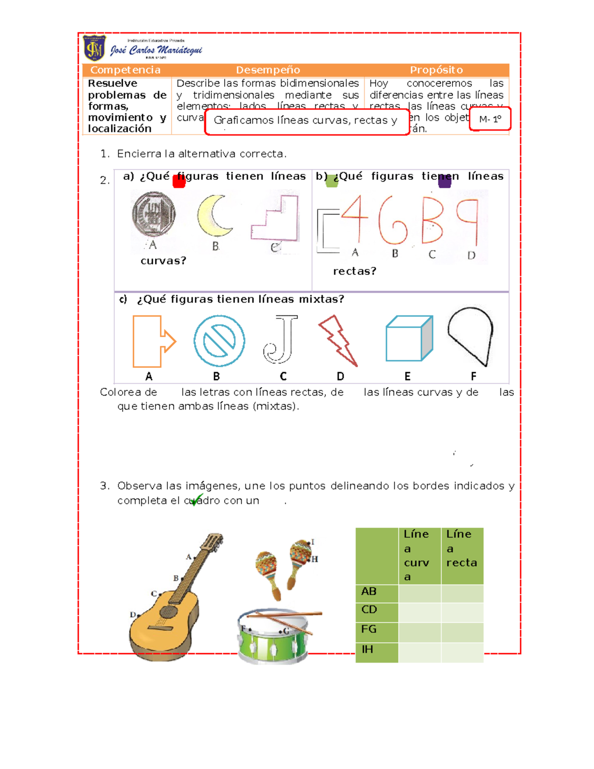 Graficamos líneas curvas, rectas y mixtas - Competencia Desempeño ...