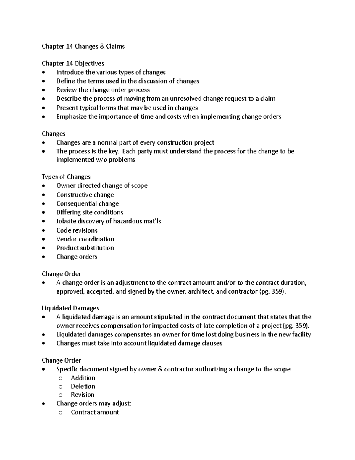 Chapter 14 Changes - Change management lecture notes. - Chapter 14 ...