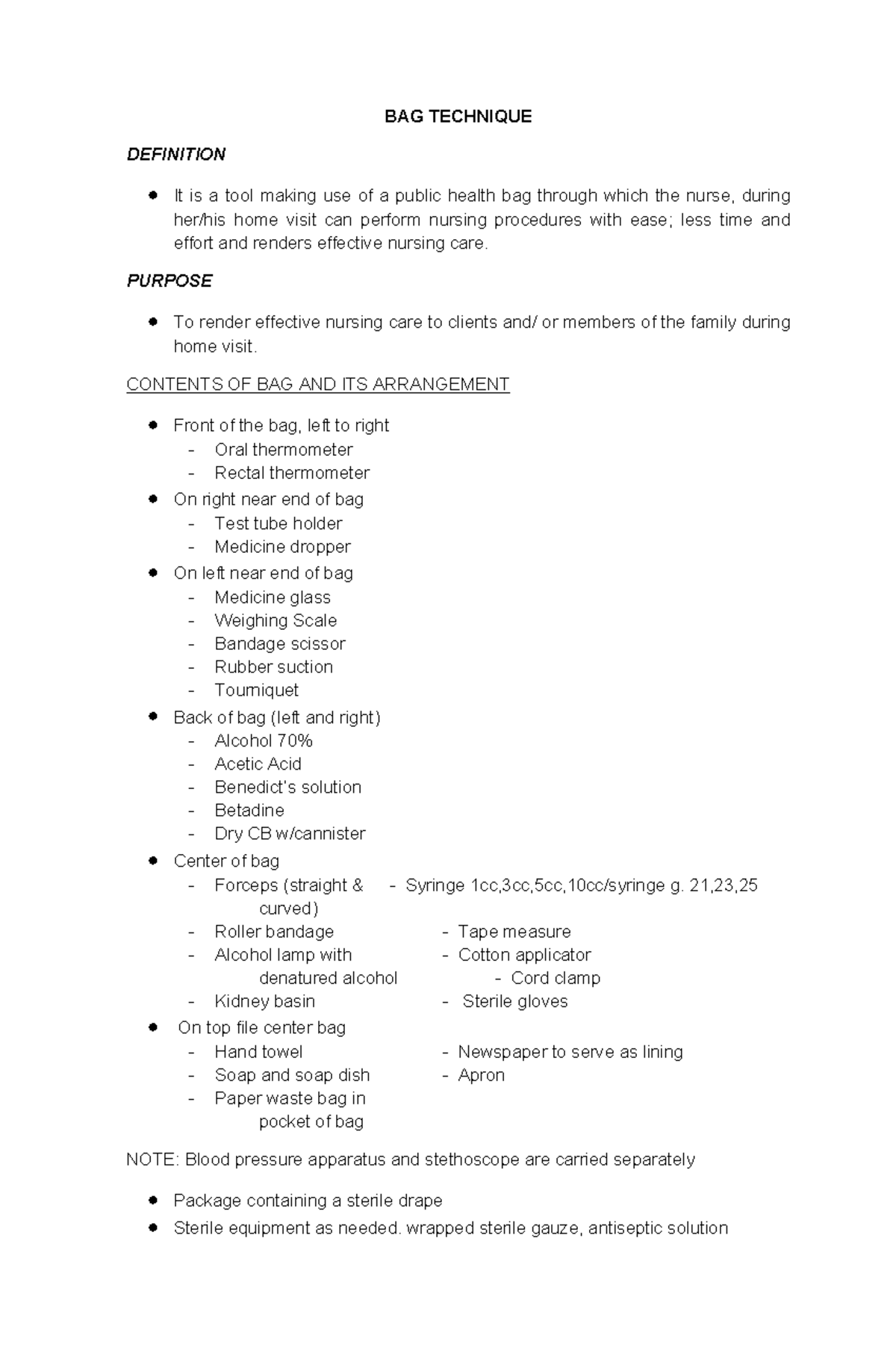 PHN-Bag-Checklist - Demonstration - BAG TECHNIQUE DEFINITION It is a tool making use of a public ...