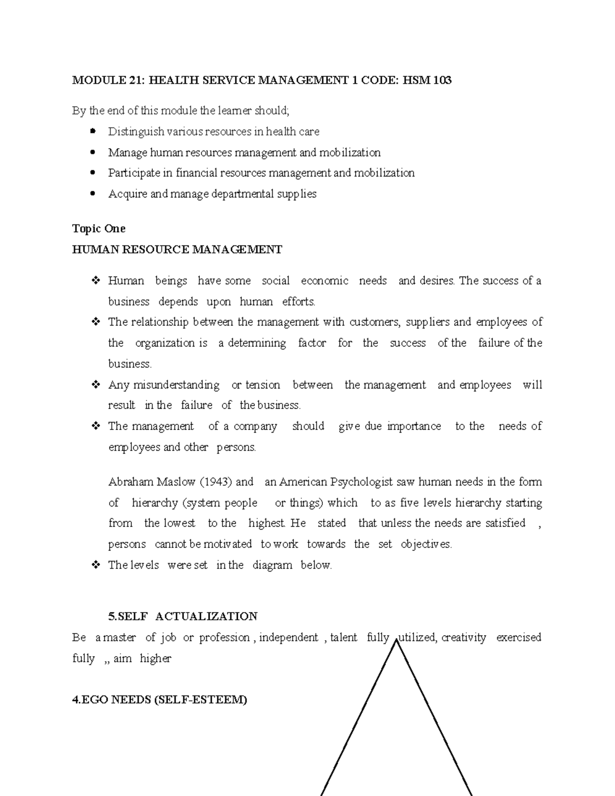 Human Resource Management Student Notes - MODULE 21: HEALTH SERVICE ...
