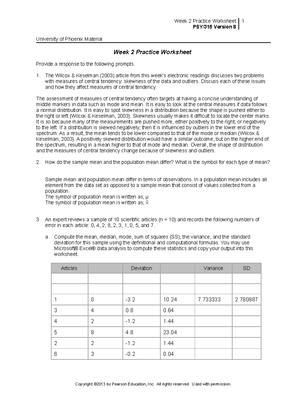 managerial practice - PSY/315 Version 8 University of Phoenix Material ...