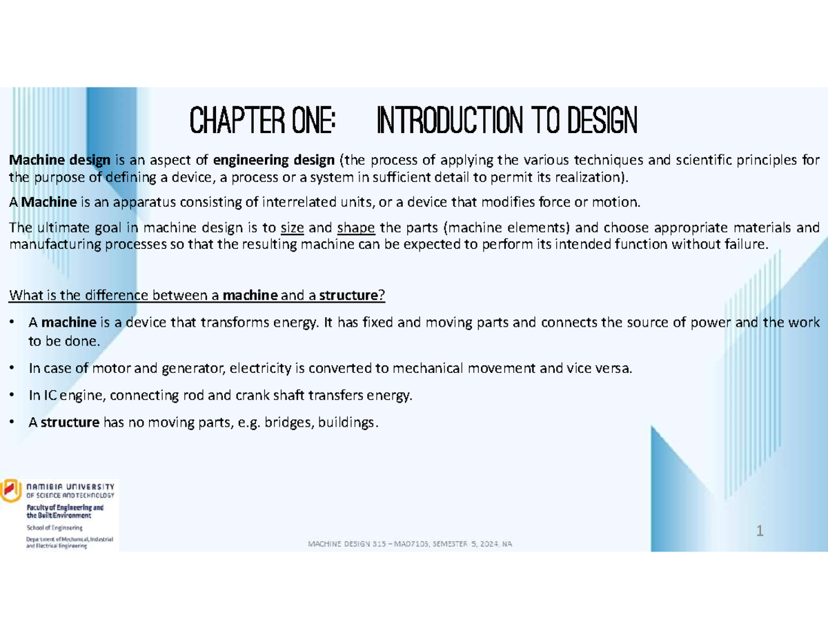 Lecture 1 - Chapters 12 Introduction TO Desgn Materials AND Processes ...