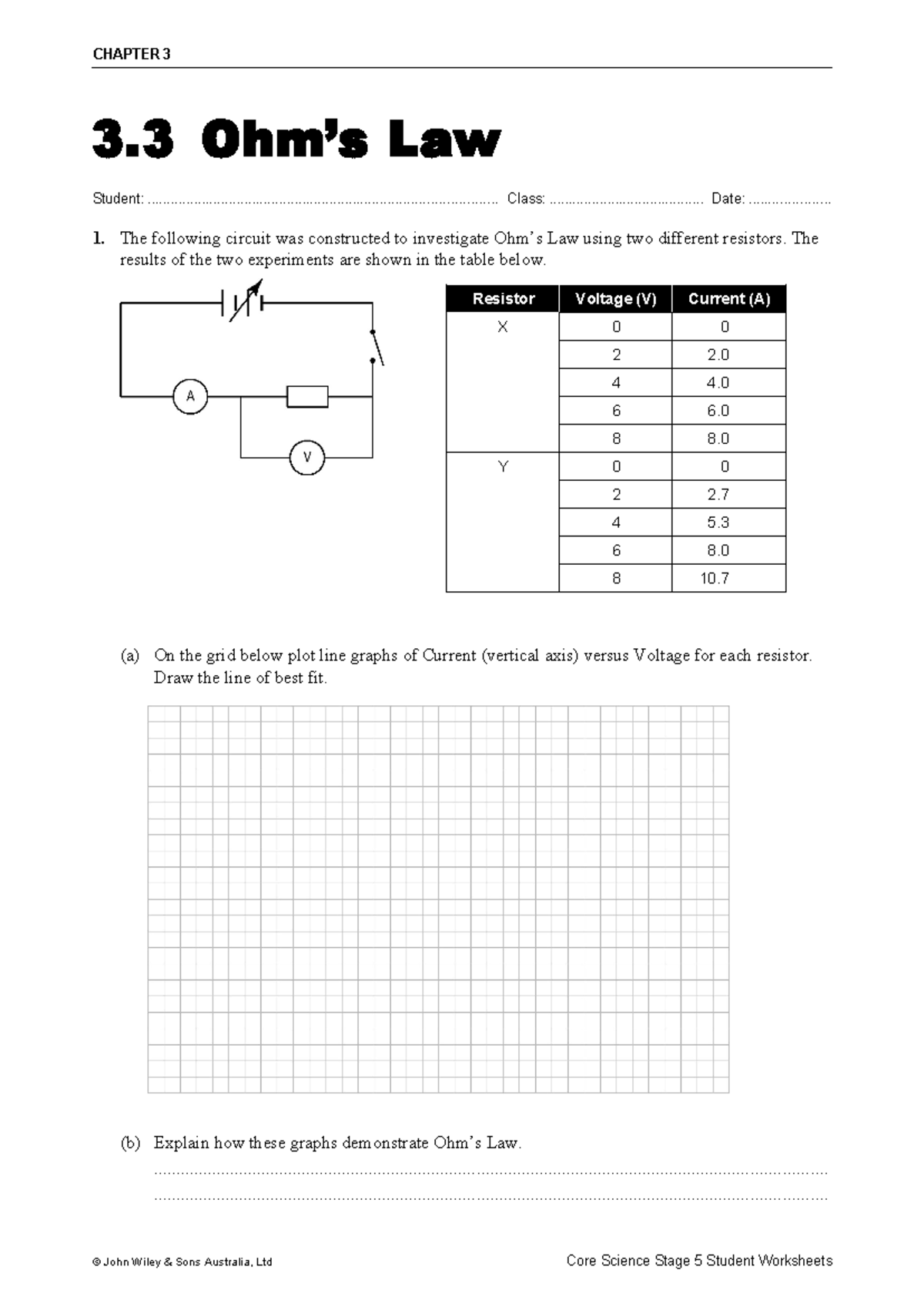 3.3 Ohms Law Worksheet 2 - CHAPTER 3 3 Ohm’s Law Student: - Studocu