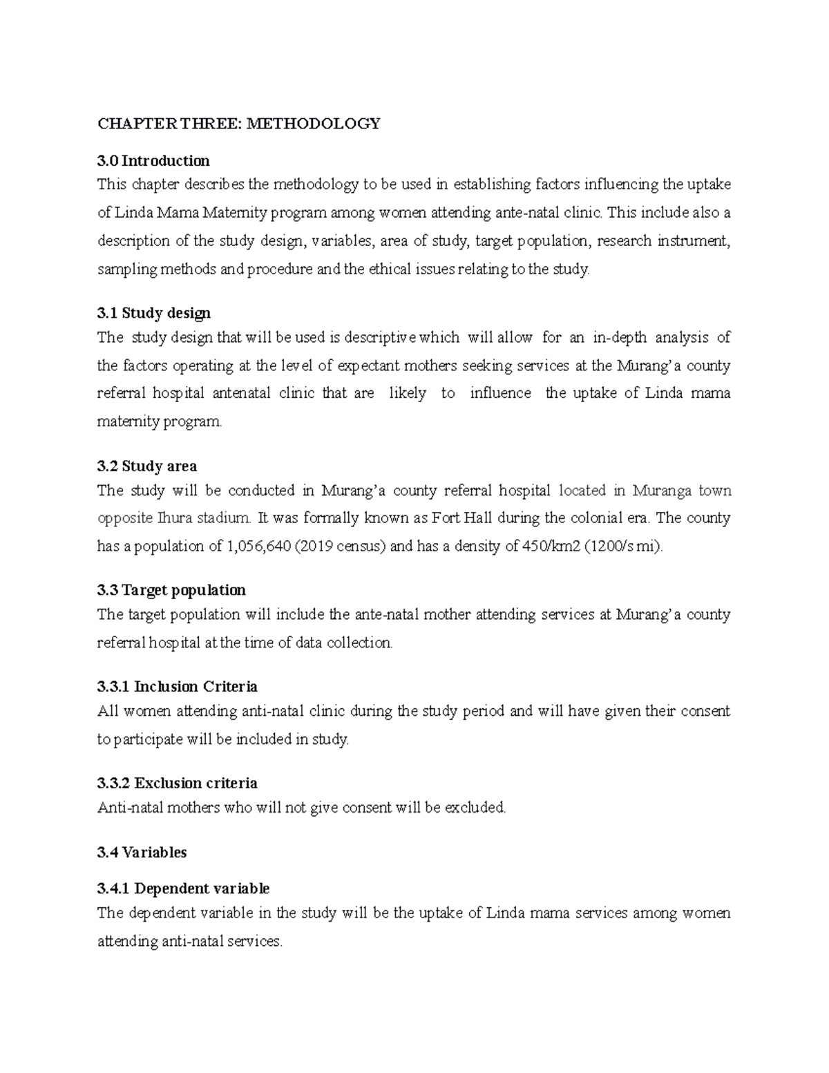 Chapter Three research progress - CHAPTER THREE: METHODOLOGY 3 ...