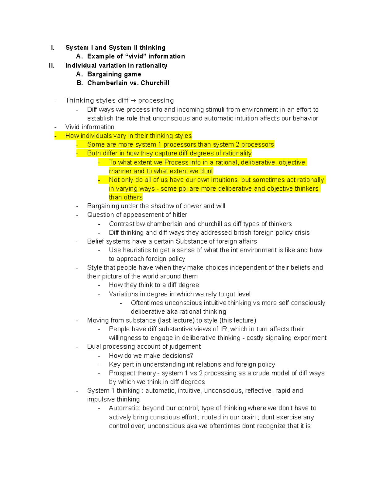 Unit 6 thinking styles - I. System I and System II thinking A. Example ...