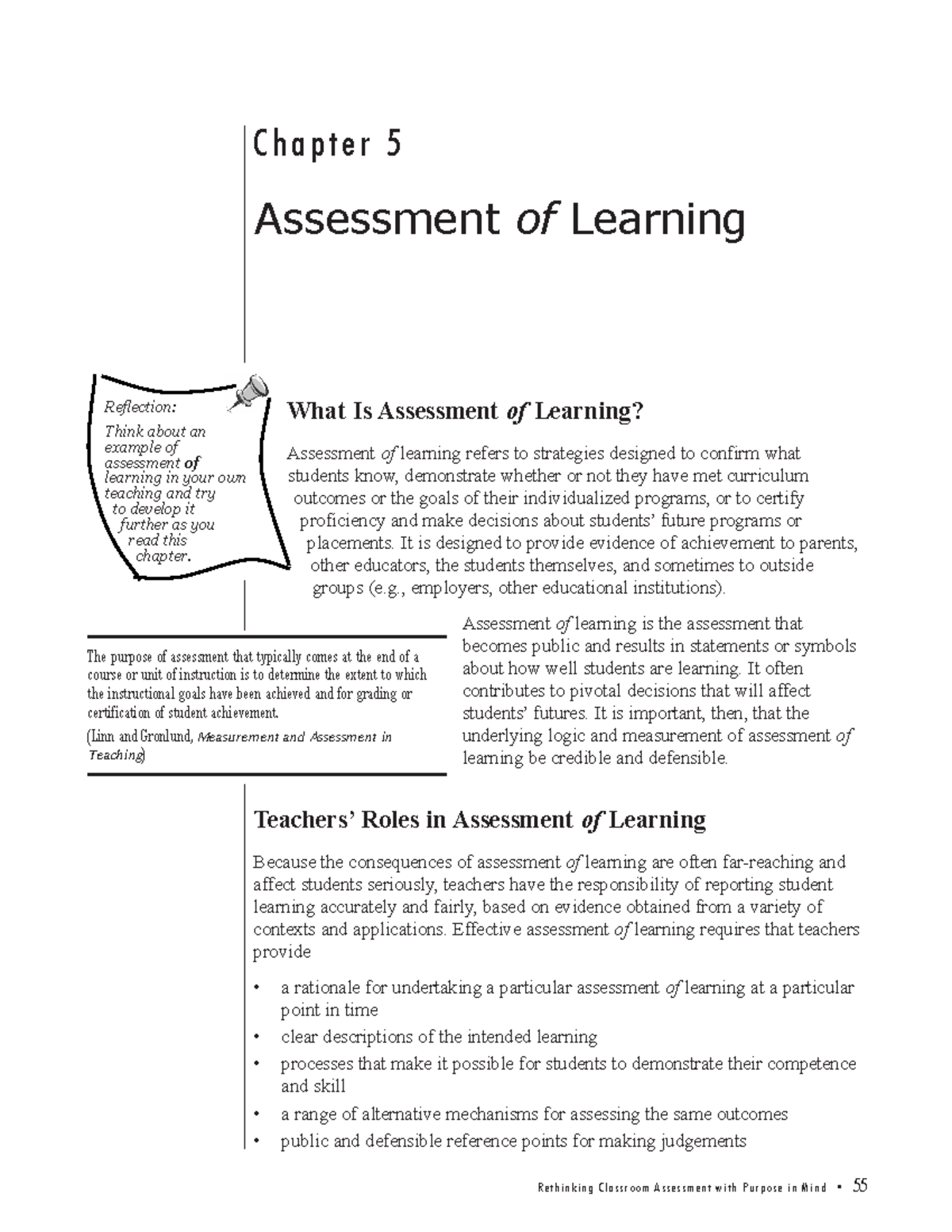 Assessment of learning Chapter 4 - Chapter 5 Assessment of Learning ...