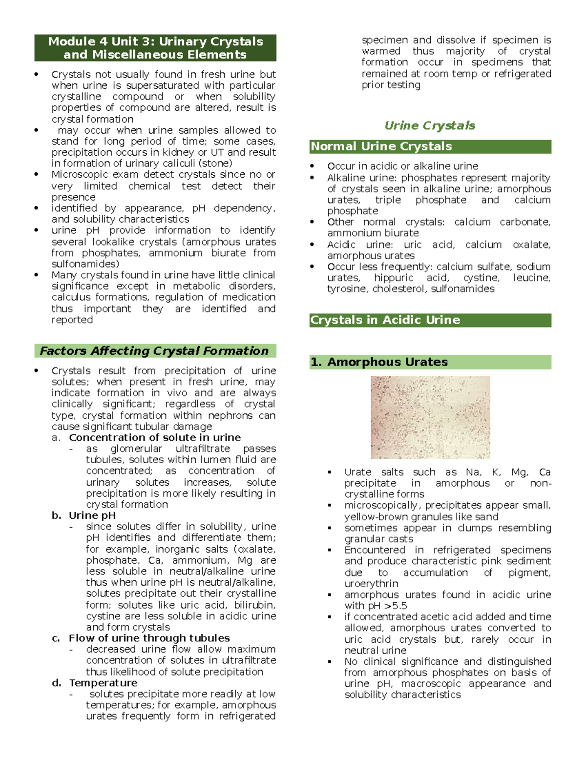 AUBF Lecture and Laboratory M4 U3 - Module 4 Unit 3: Urinary Crystals ...