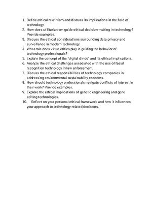 Ethics In Technology - Compare and contrast the ethical frameworks of ...