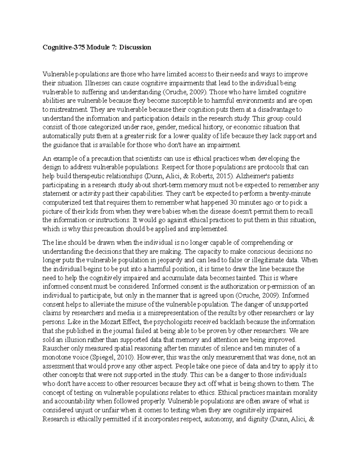 Cognative 375 Module 7 Discussion - Cognitive-375 Module 7: Discussion ...