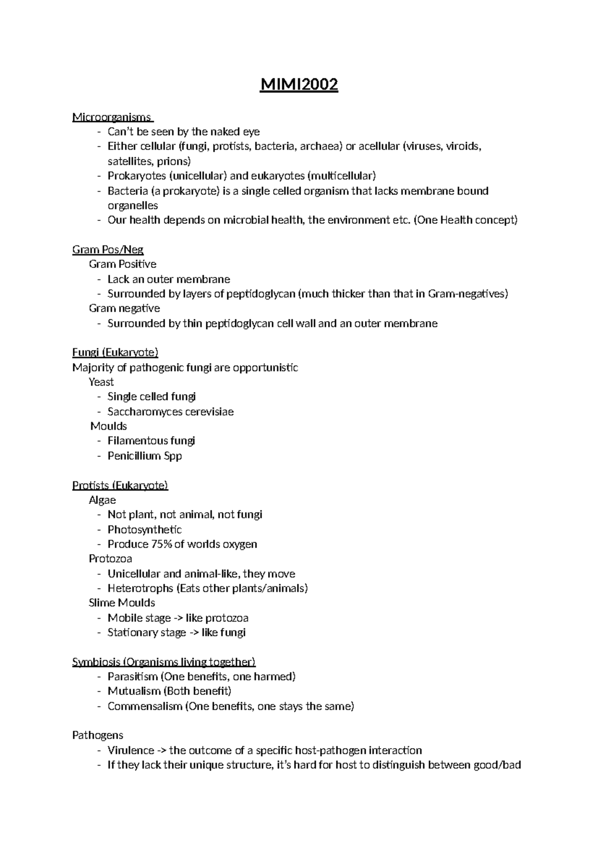 Mimi2002 Microbes Infection And Immunity Notes Mimi Microorganisms