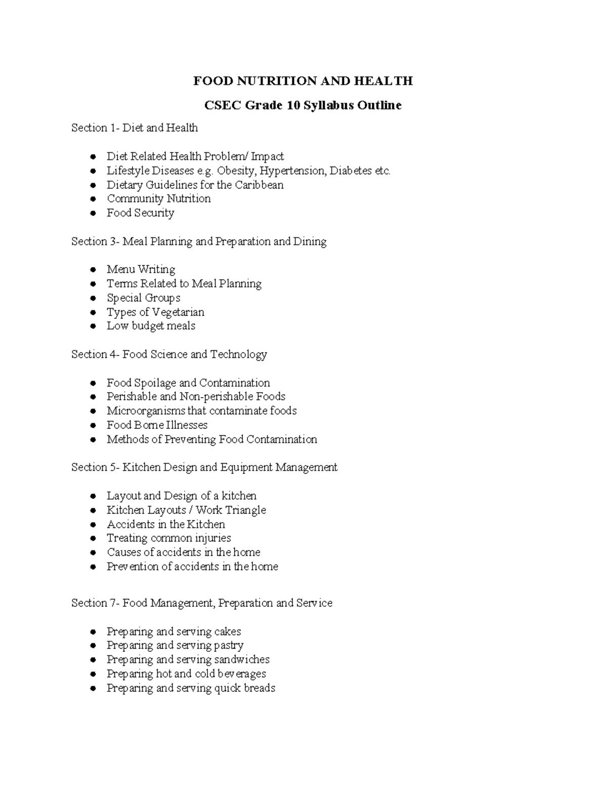 Food and Nutrition and Health Grade 10 11 Curriculum Guide - FOOD ...