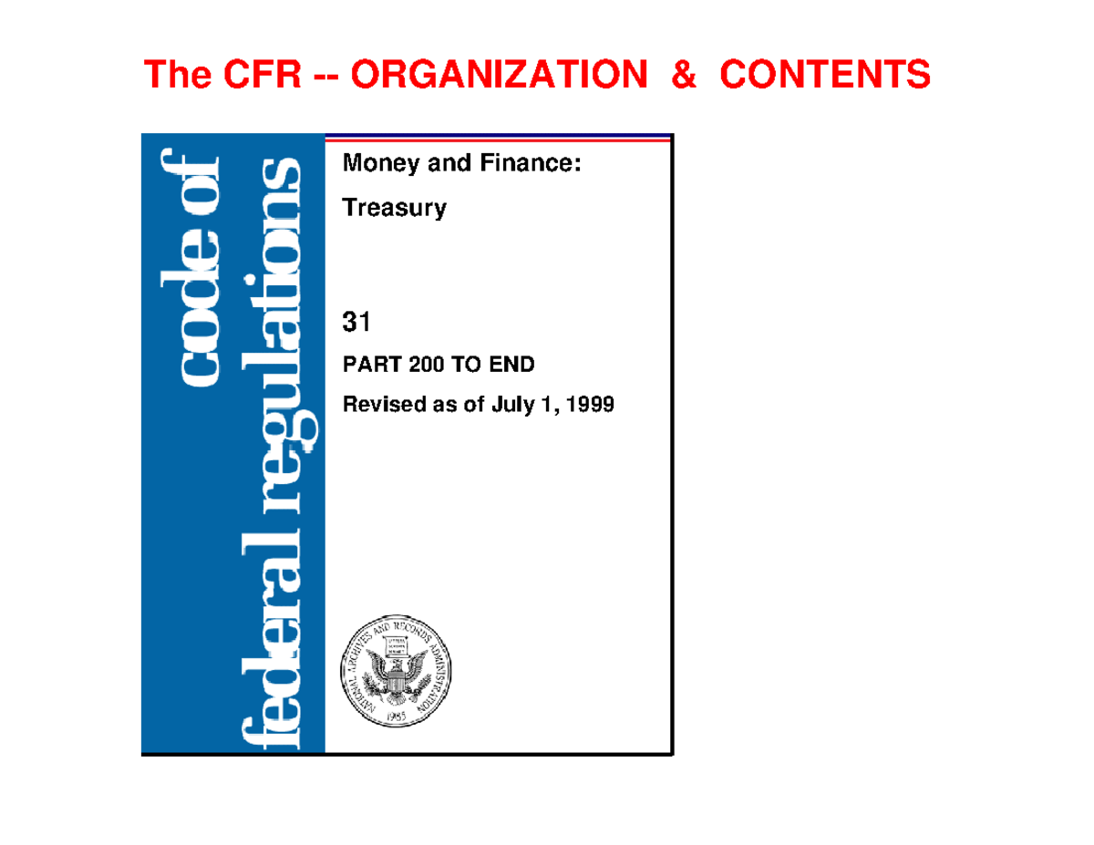 CFR 2 - dsasa - Money and Finance:Treasury 31 PART 200 TO ENDRevised as ...
