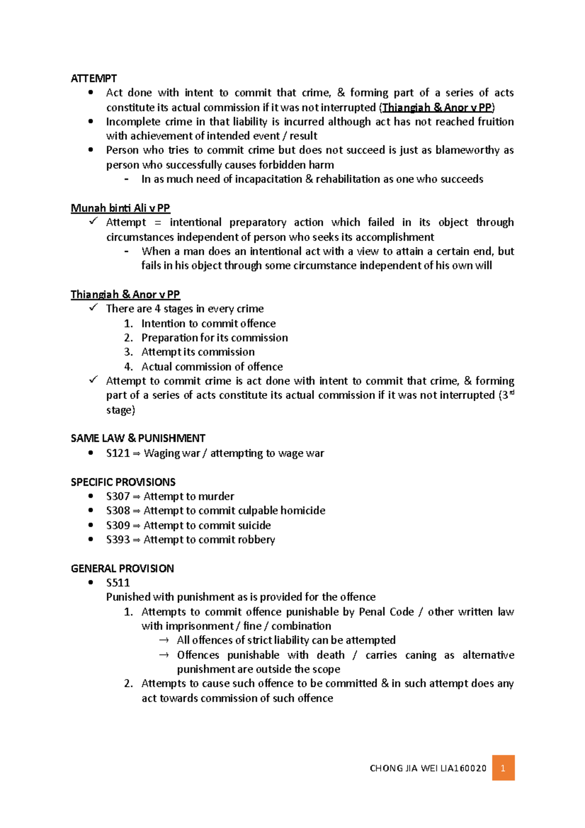 19 Attempt - Lecture notes 19 - ATTEMPT Act done with intent to commit ...