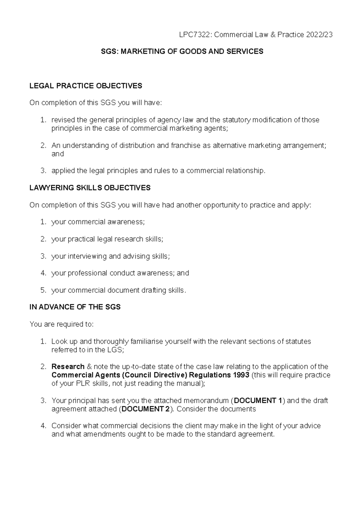 SGS 3 - SGS 3 - SGS: MARKETING OF GOODS AND SERVICES LEGAL PRACTICE ...