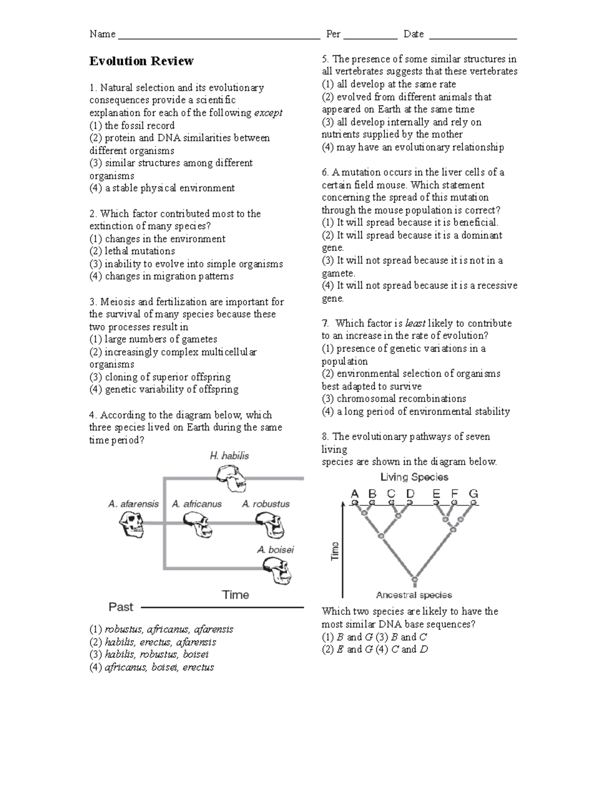 Evolution Review Quiz - Studocu