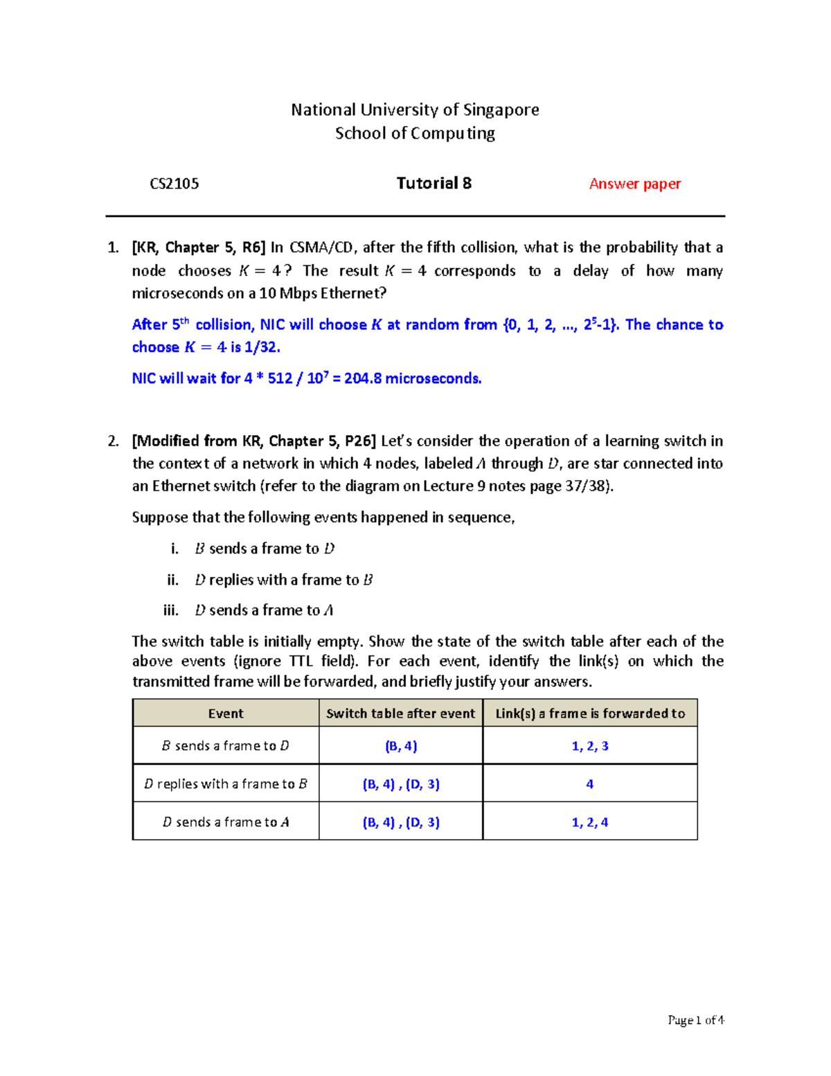 Tutorial 8 ans - fafdafdaf - National University of Singapore School of Computing CS2105 ...