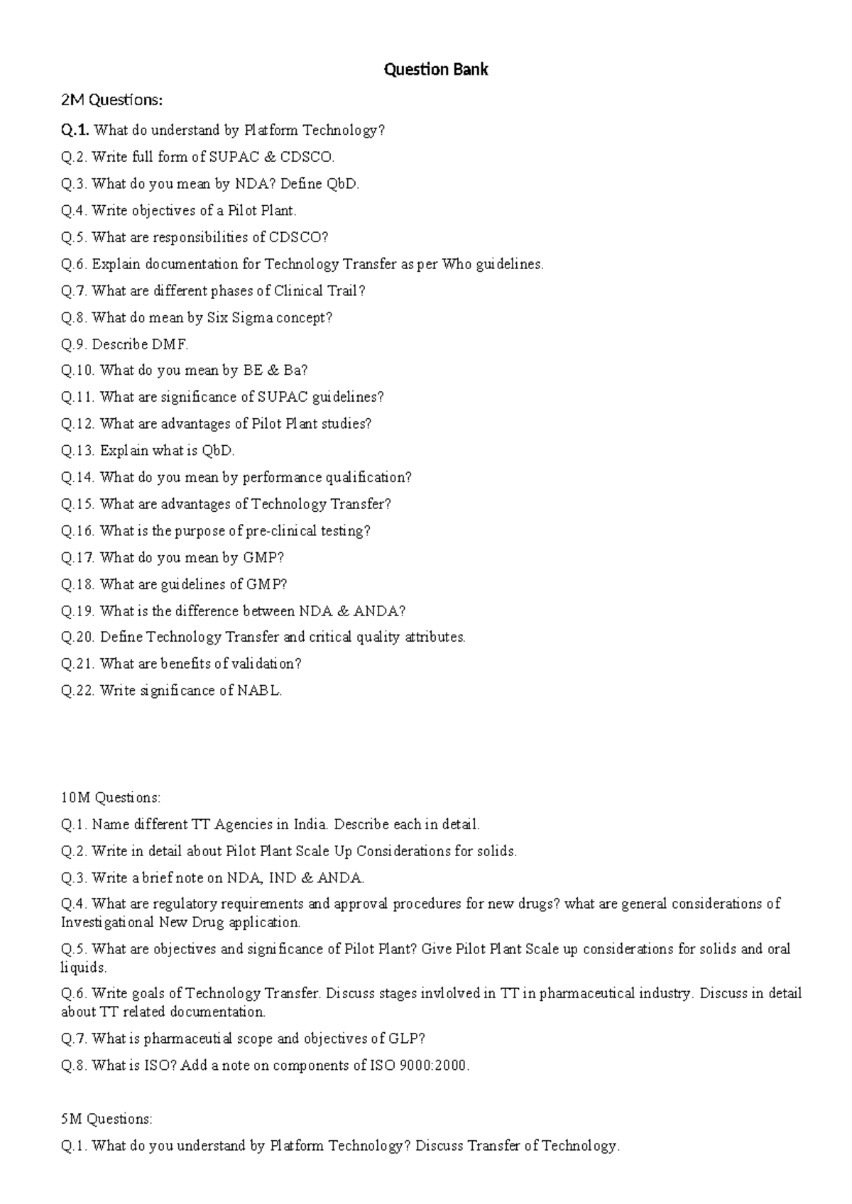 Question Bank IP II - Summary Pharmacy,MBBS,Medical - Question Bank 2M ...