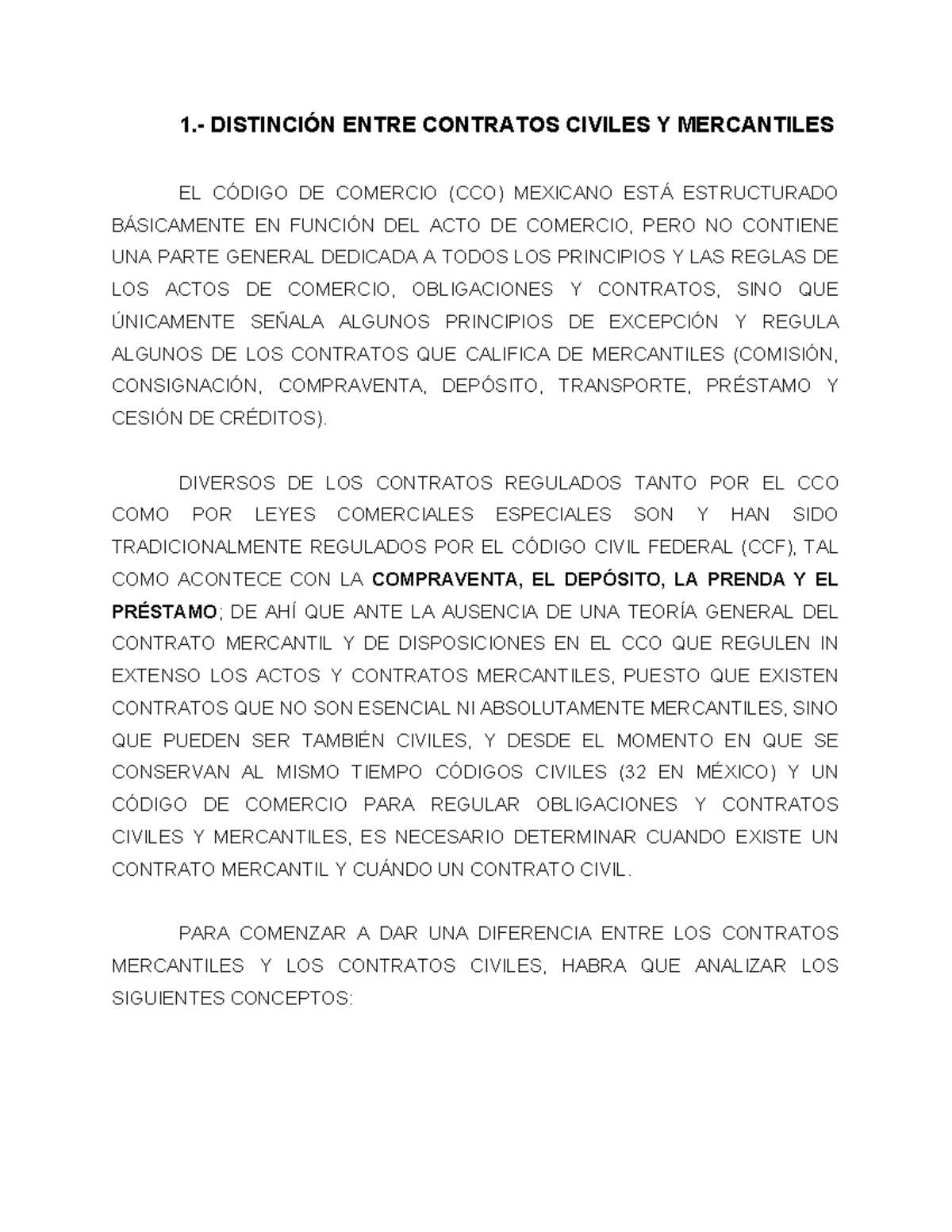 Contratos- Mercantiles - 1.- DISTINCIÓN ENTRE CONTRATOS CIVILES Y MERCANTILES EL CÓDIGO DE ...