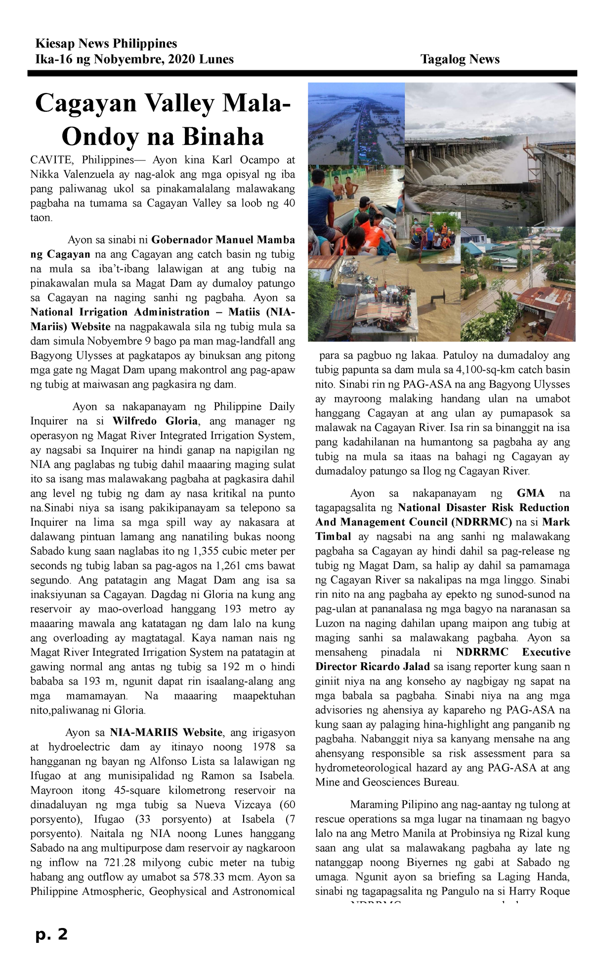 Newspaper Ana and Parocha - Kiesap News Philippines Ika-16 ng Nobyembre ...