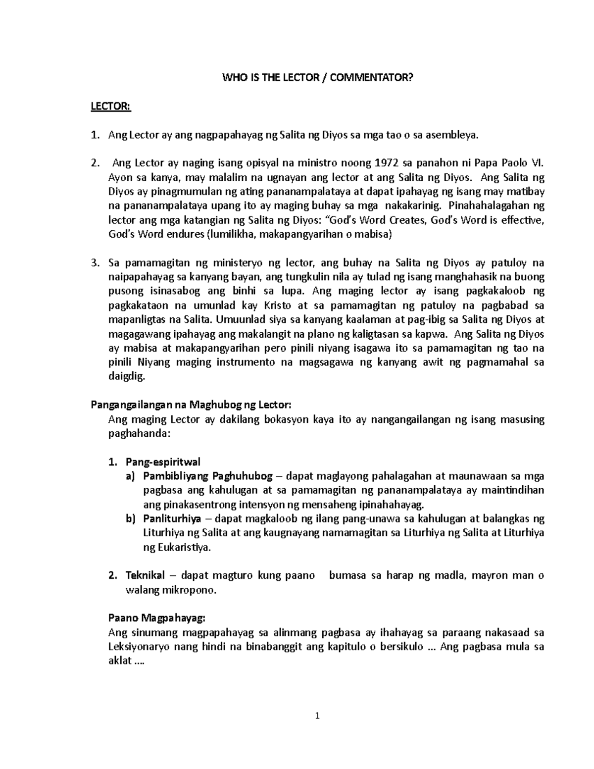 WHO IS THE Lector - Essay on Contemporary World - WHO IS THE LECTOR ...