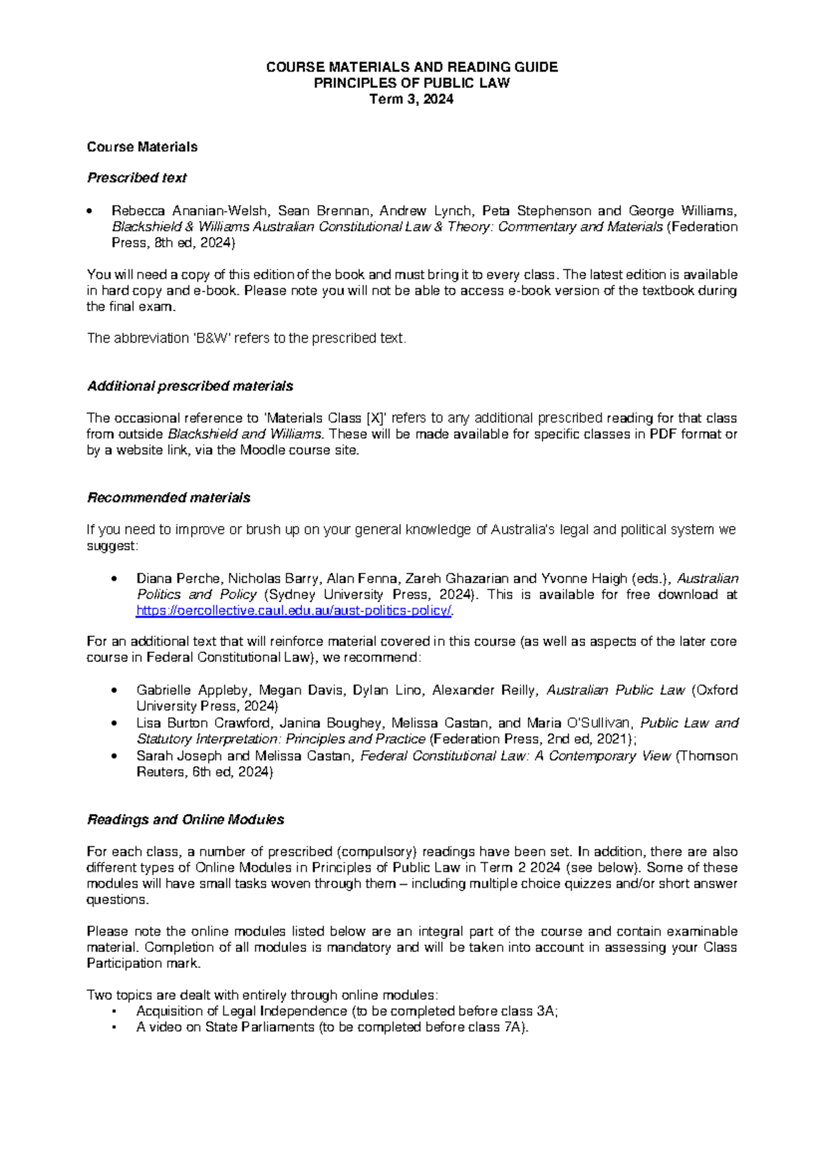 Reading Guide - PPL T3 2024 - COURSE MATERIALS AND READING GUIDE ...