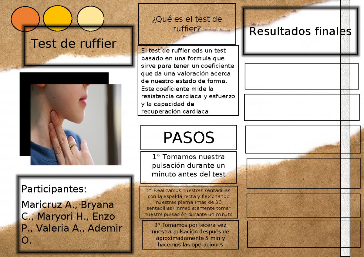 Triptico - test de ruffier - Test de ruffier Participantes: Maricruz A ...