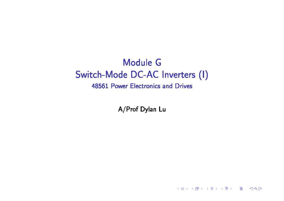 PED Module G Inverters Part 1 - Module G Switch-Mode DC-AC Inverters ...