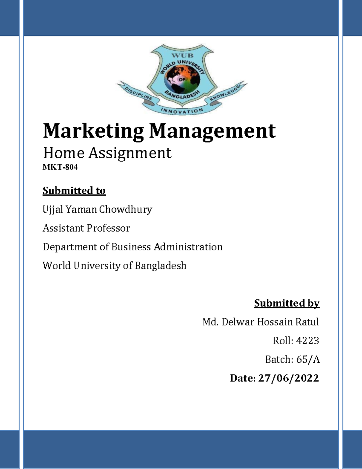 MKT 804 01 - marketing management - Marketing Management Home ...