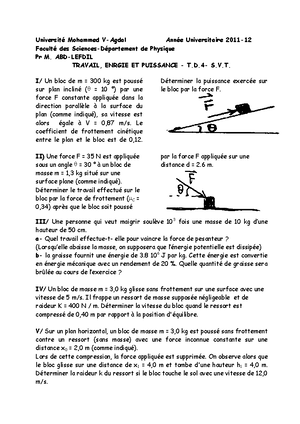 Fondamentale Equation of dynamique - Mécanique du point - Studocu