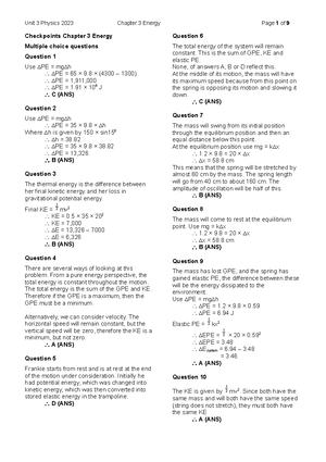 5 Checkpoints Projectile Motion solutions 2023 - Checkpoints Chapter 5 Projectiles Multiple ...