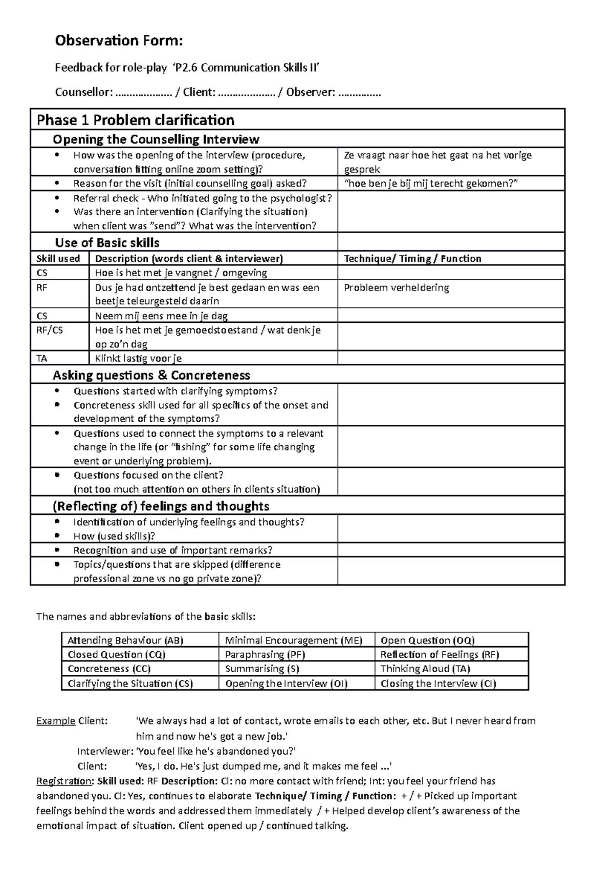 Appendix 7 Observationform 2021 - Observation Form: Feedback for role ...