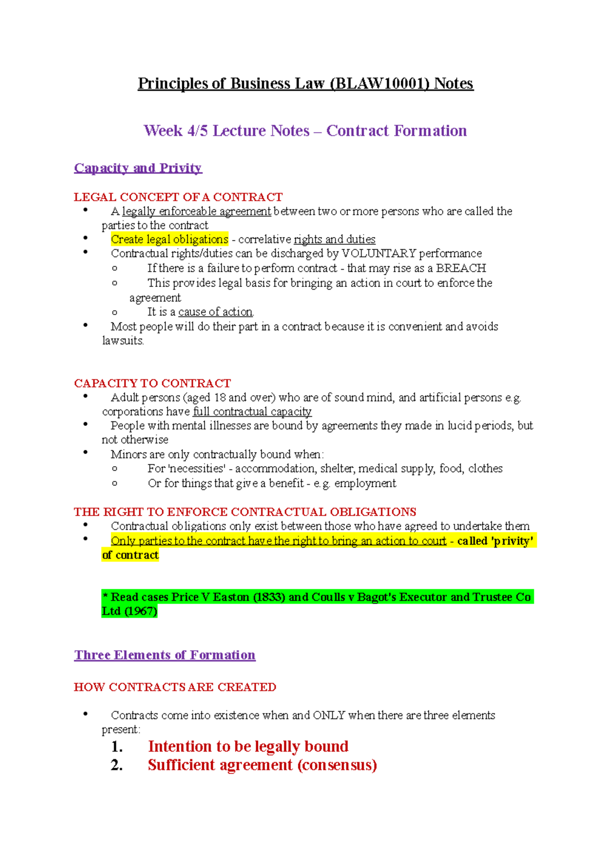 PBL Week 4 Notes - Principles of Business Law (BLAW10001) Notes Week 4/ ...