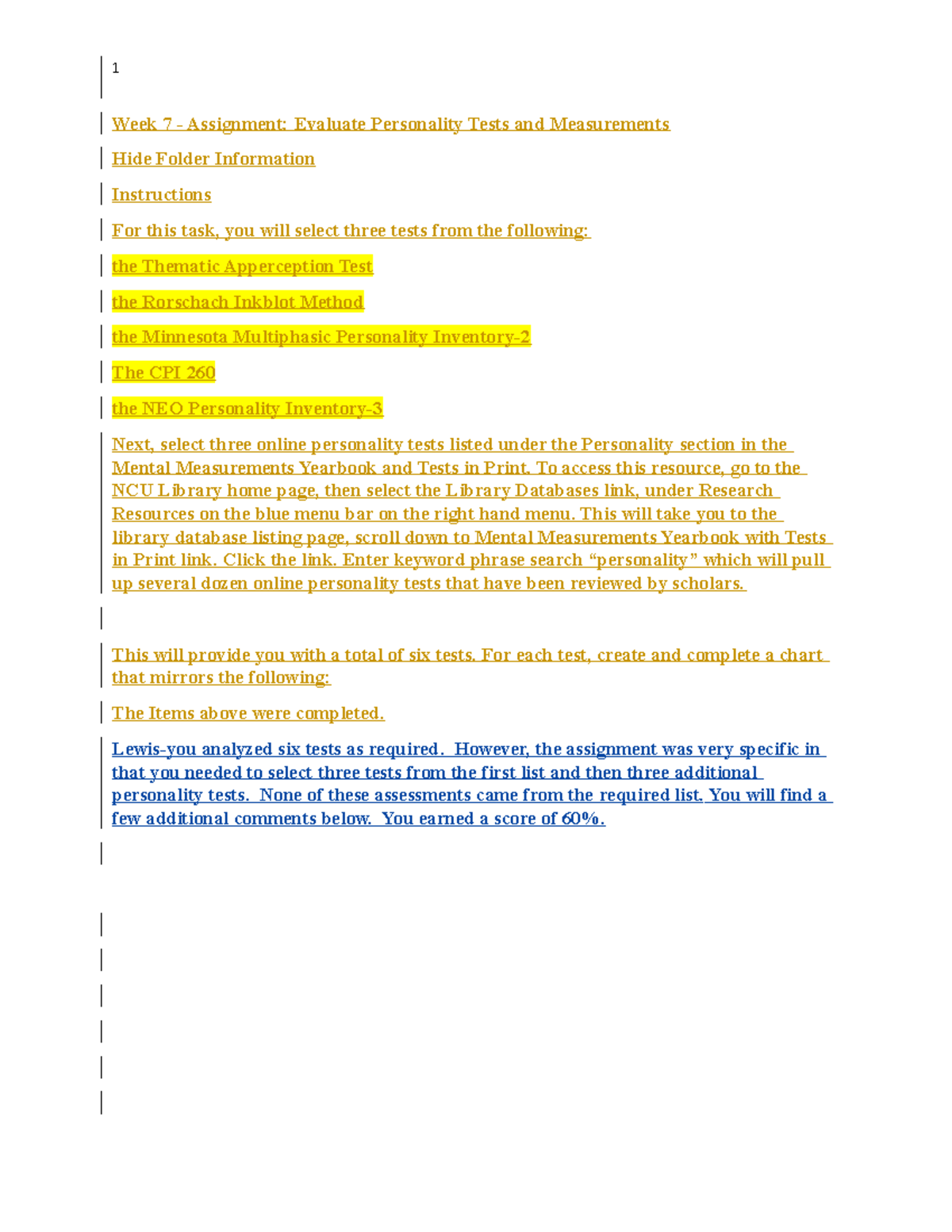 Adamsevaluate Personality Tests and Measurements - Week 7 - Assignment ...