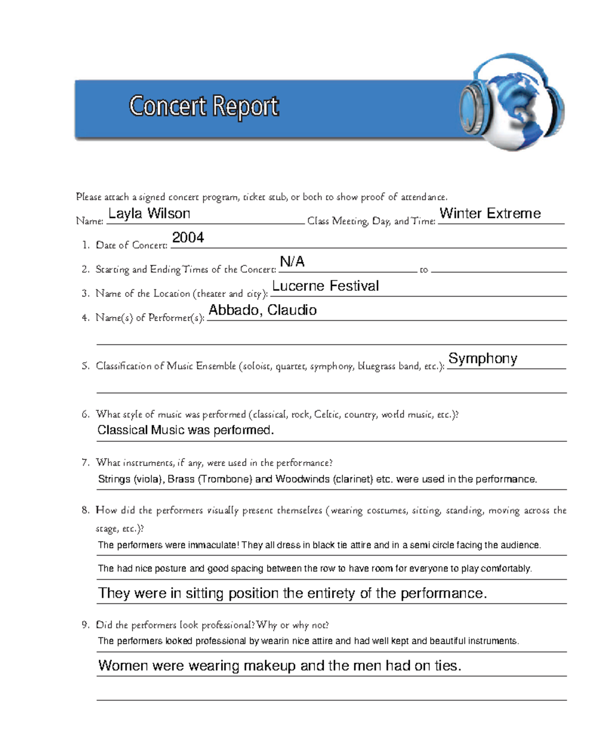 Concert report example - Please attach a signed concert program, ticket ...