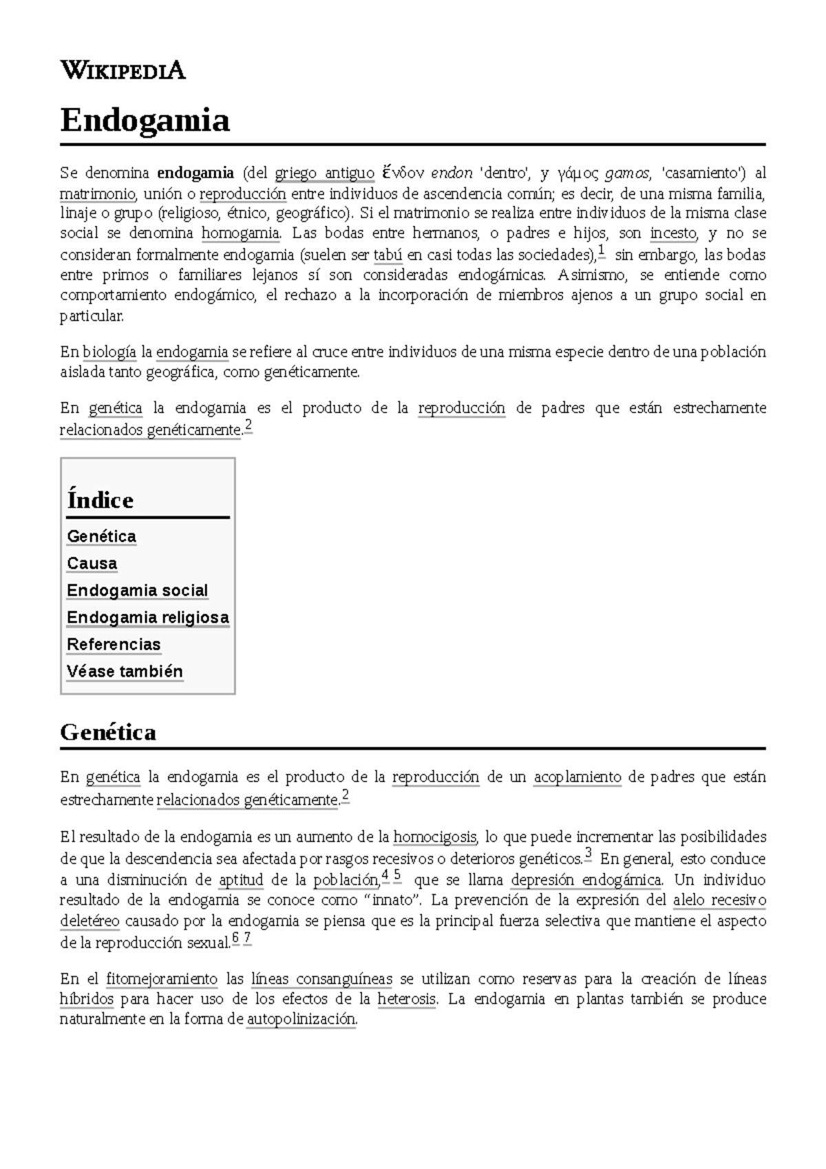 Endogamia - saaaaaaaaaaa - Endogamia Se denomina endogamia (del griego ...