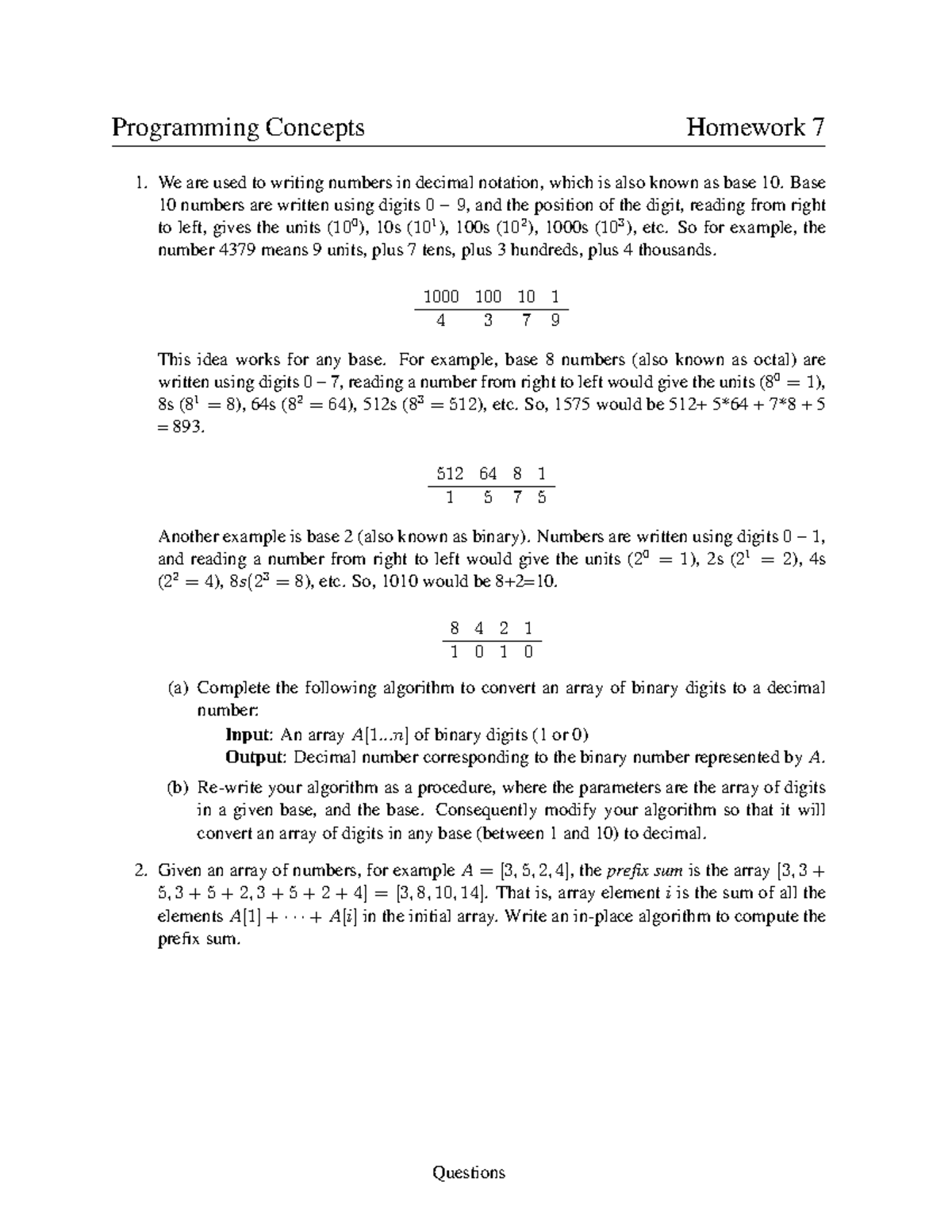 Homework Sheet 7 Question Set Programming Concepts Homework 7 We 7965