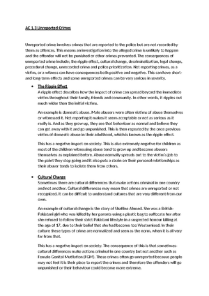 Unit 1 AC1.5 - Explain the impact of media representations on the public perception of crime ...